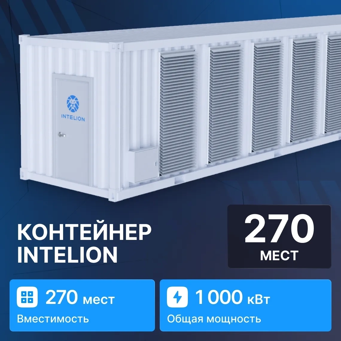 Container Intelion for 270 devices for crypto mining equipment 40ft buy